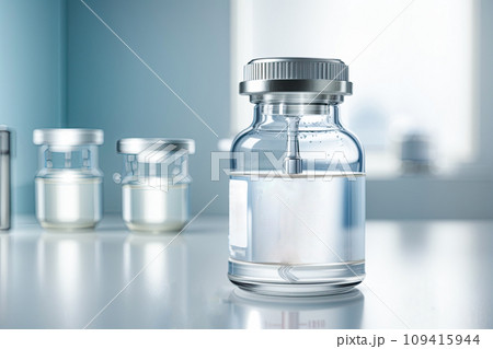 ampoules with Covid-19 vaccine on a laboratory...のイラスト素材 [109415944 ...