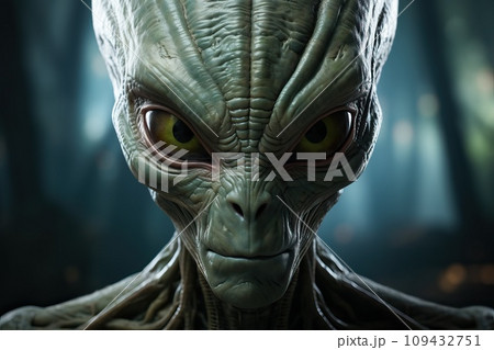 Portrait of an alien with a nose and big eyes,...のイラスト素材 [109432751 ...