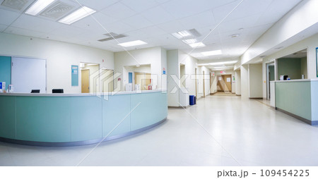 Hospital hallway, reception clinic background....のイラスト素材 [109454225 ...