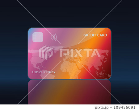 Credit card template. Gradient bright card on a...のイラスト素材 [109456091 ...