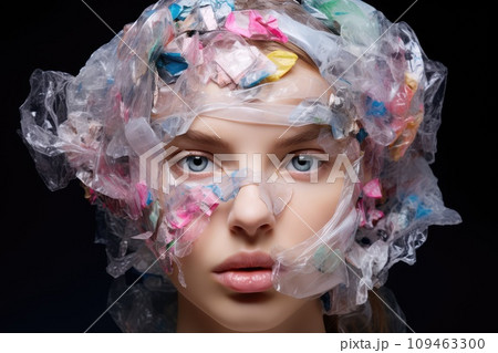 Plastic Human Face, Plastic Garbage Woman...のイラスト素材 [109463300] - PIXTA