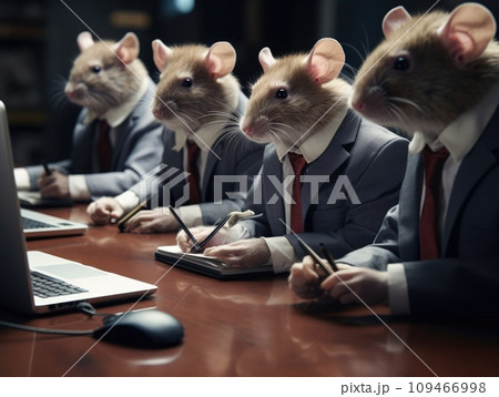 AI-generated content. Rats in suits at a board...のイラスト素材 [109466998 ...