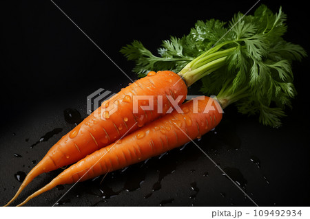 two orange carrots on a dark backgroundのイラスト素材 [109492934] - PIXTA