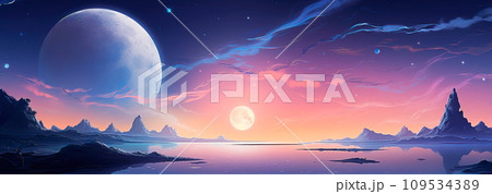 tranquility and magic under the moonlight with...のイラスト素材 [109534389 ...