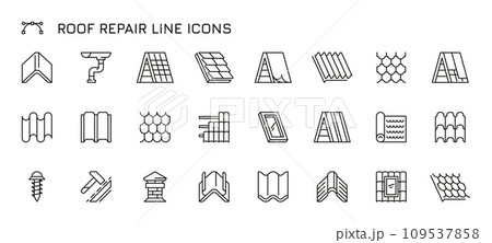Roof repair icons. Roof building repair and...のイラスト素材 [109537858] - PIXTA