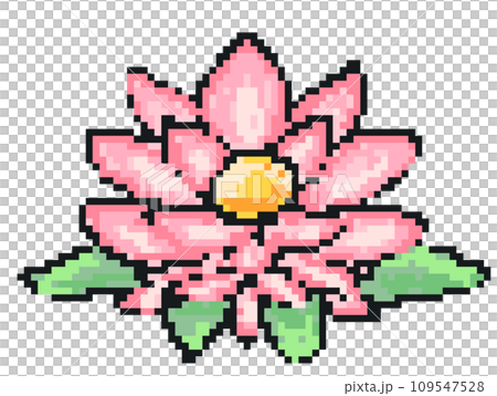 Pixel Lotus flowers. Pixel art flowers for...のイラスト素材 [109547528] - PIXTA