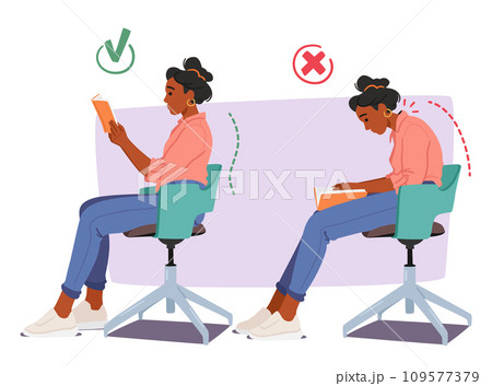 Woman Engrossed In A Book Sits On Chair With...のイラスト素材 [109577379] - PIXTA