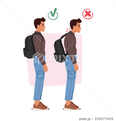 Wrong Posture, Hunched Back, Slouched...のイラスト素材 [109577409] - PIXTA