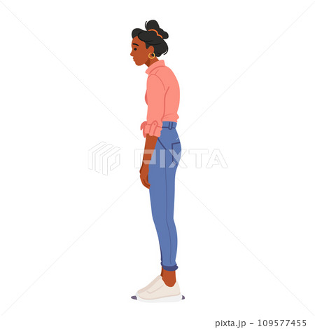Female Character Awkwardly Slouched With...のイラスト素材 [109577455] - PIXTA