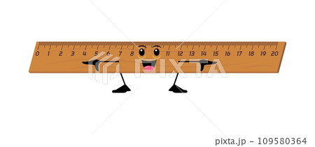 Cartoon cheerful funny ruler school stationery...のイラスト素材 [109580364 ...