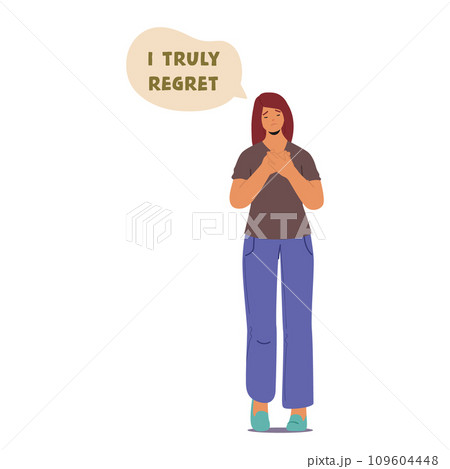 Woman Uttered A Heartfelt Apology With Genuine...のイラスト素材 [109604448 ...
