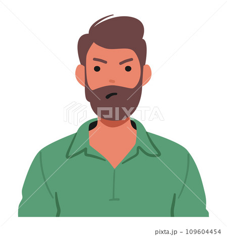 Man Scowls, Eyebrows Furrowed, Lips Downturned,...のイラスト素材 [109604454 ...