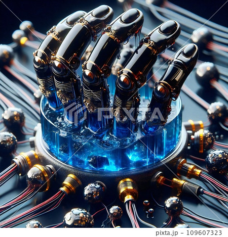 Black hand of android embedded in blue...のイラスト素材 [109607323] - PIXTA