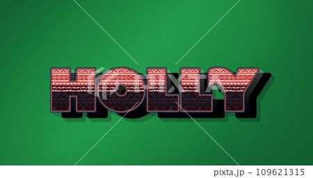 Composition of holly text over green background...のイラスト素材 [109621315 ...