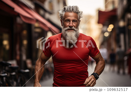 Senior man enjoying jogging in the street,...のイラスト素材 [109632517] - PIXTA
