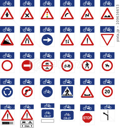 bicycle crossing signals, signs and symbolsのイラスト素材 [109636653] - PIXTA