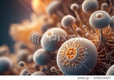 Virus cells or bacterias or fungus under...のイラスト素材 [109639867] - PIXTA