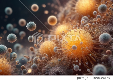 Virus cells or bacterias or fungus under...のイラスト素材 [109639875] - PIXTA