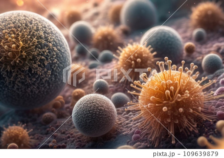 Virus cells or bacterias or fungus under...のイラスト素材 [109639879] - PIXTA