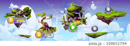 Game ui level map with floating islandsのイラスト素材 [109652794] - PIXTA