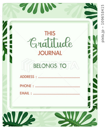Gratitude Journal with Tropical Plants: Green...のイラスト素材 [109658415] - PIXTA