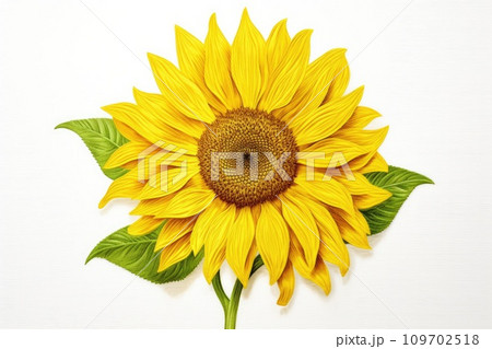 Realistic sunflower flower embroidery isolated...のイラスト素材 [109702518 ...