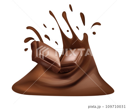 Chocolate. Pieces, shavings. 3D realistic...のイラスト素材 [109710031] - PIXTA