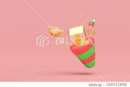 explosion firecracker funnel with open gift box...のイラスト素材 [109721699 ...