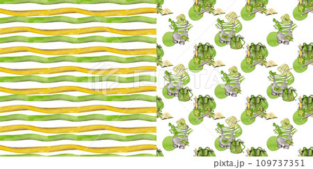 A pair of companion prints: from curved...のイラスト素材 [109737351] - PIXTA