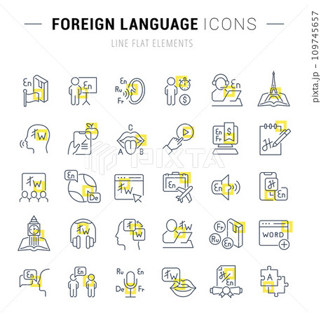 Set Vector Line Icons of Foreign Language.のイラスト素材 [109745657] - PIXTA