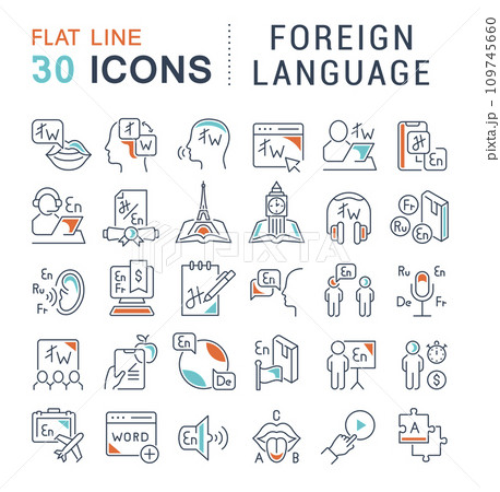 Set Vector Line Icons of Foreign Language.のイラスト素材 [109745660] - PIXTA