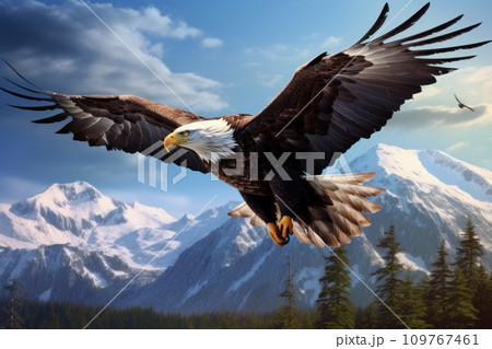 Majestic eagle close up soaring high above...のイラスト素材 [109767461] - PIXTA