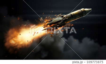 Rocket or projectile in flight, with trail of...のイラスト素材 [109773875] - PIXTA