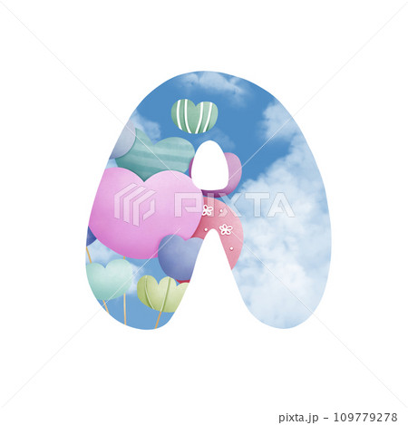 Alphabet letter A with bunch of balloons のイラスト素材 [109779278] - PIXTA