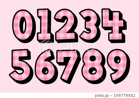 Versatile Collection of Pink Plaid Numbers for...のイラスト素材 [109779882 ...
