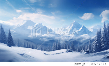 AI-generated content. Snow-covered landscapes,...のイラスト素材 [109787853 ...