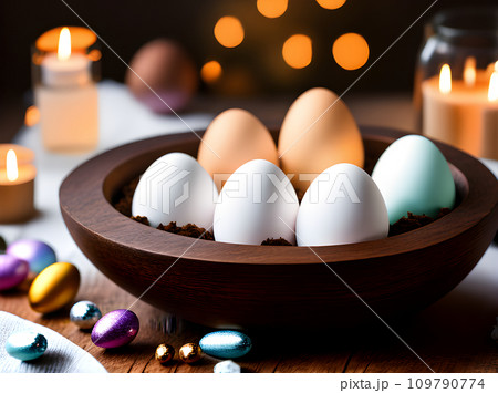 Detailed egg creates cozy Easter atmosphere. Highのイラスト素材 [109790774 ...