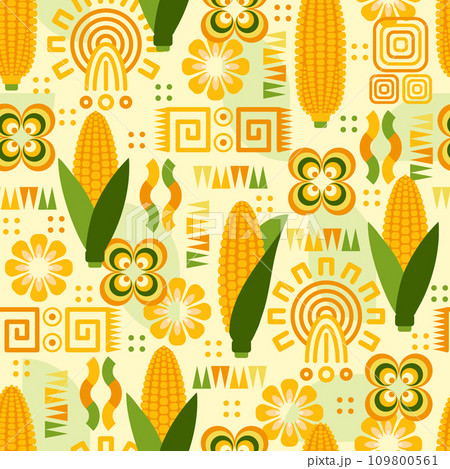 Seamless pattern with icons of corn cob, corn...のイラスト素材 [109800561] - PIXTA