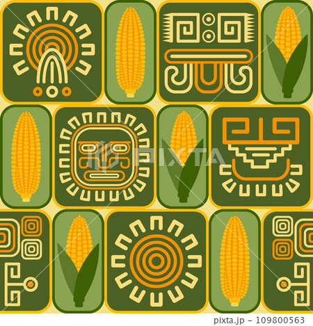 Seamless pattern with icons of corn cob, corn...のイラスト素材 [109800563] - PIXTA