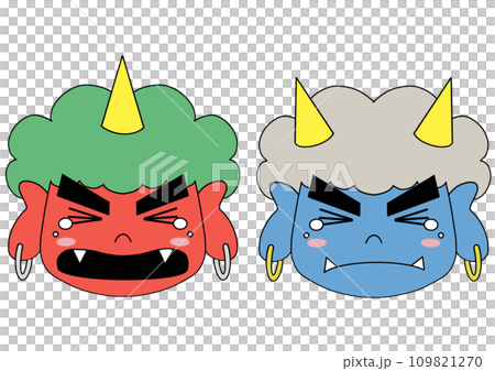 Red demon and blue demon crying face illustration - Stock Illustration ...