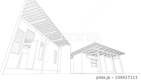 Perspective outline architecture building 3d...のイラスト素材 [109827123] - PIXTA