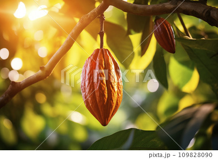 AI-generated content. Cocoa pod hanging on...のイラスト素材 [109828090] - PIXTA