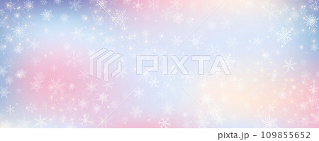 Christmas snowy background. Cold pink blue...のイラスト素材 [109855652] - PIXTA