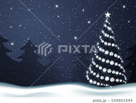 Christmas background winter forest diamond tree...のイラスト素材 [109863894 ...