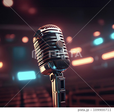 Retro microphone in the style of the 80s, 70s...のイラスト素材 [109900711] - PIXTA