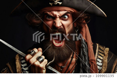 Man pirate against dark background screamingのイラスト素材 [109901135] - PIXTA
