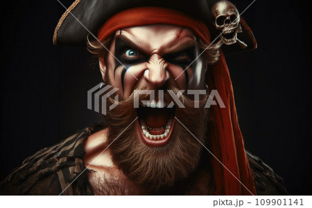 Man pirate against dark background screamingのイラスト素材 [109901141] - PIXTA