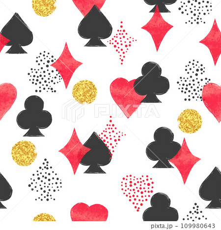 Seamless casino pattern with playing cards suitsのイラスト素材 [109980643] - PIXTA