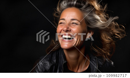 Portrait of a Happy Laughing Middle-aged Woman....のイラスト素材 [109982717] - PIXTA