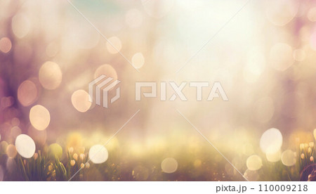 Spring background. Bokeh lights on meadow with...のイラスト素材 [110009218 ...